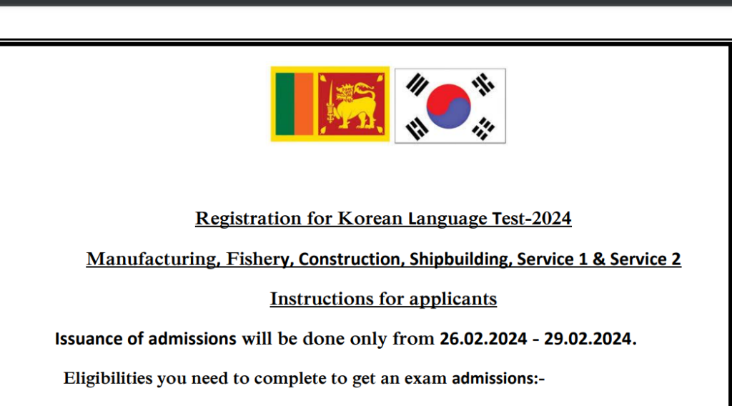 Registration Open for 2024 Korean Language Test - LankaXpress